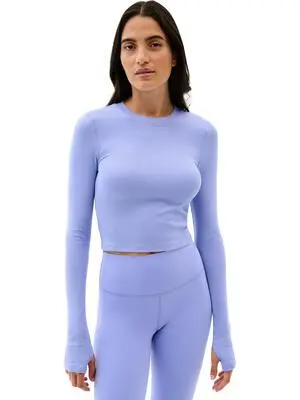 Splits59 Louise Ribbed Long Sleeve Crop - Purple Haze