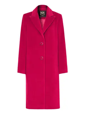 MILLY Single Breasted Wool Coat Magenta
