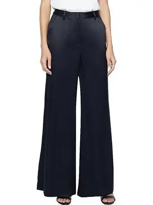 L'Agence Pilar Wide Leg Silk Trousers - Black