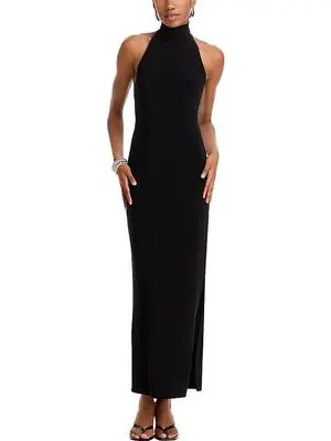 Norma Kamali Side Slit Halter Gown - Black