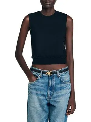 Sandro Emie Sleeveless Sweater Black
