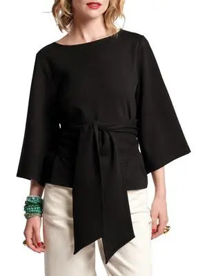 FRANCES VALENTINE Whitney Wrap Tie-waist Top - Black