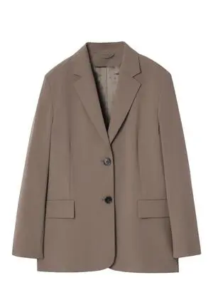 Cos COS Relaxed Single-Breasted Wool-Blend Blazer Beige