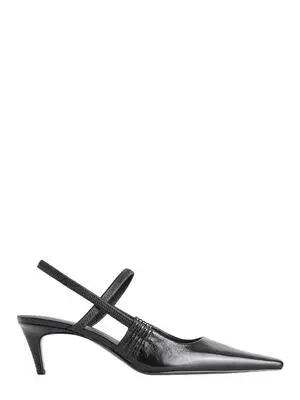 Cos Pointed Leather Slingback Kitten Heels - Black