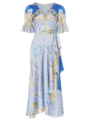 TEMPERLEY LONDON Carline-print Wrap Dress - Blue