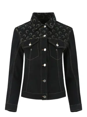 MARINE SERRE Moon-print Denim Trucker Jacket - Black