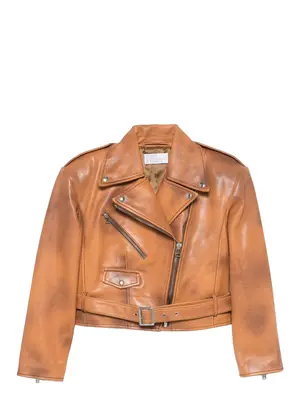 Giuseppe Di Morabito Spray-paint Effect Biker Jacket - Brown