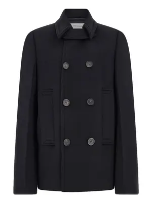 FERRAGAMO Virgin Wool-blend Pea Coat - Black