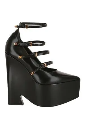Versace Tempest Buckle Platform Pumps - Black