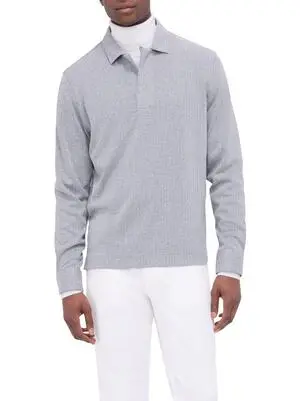 Bugatchi Long Sleeve Cotton Blend Polo - Cement