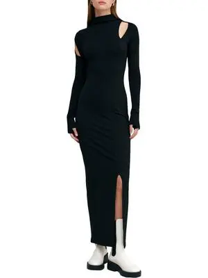 MARCELLA Park Mock Neck Long Sleeve Dress - Black