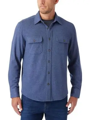 FAIR HARBOR Dunewood Stretch Flannel Button-up Shirt - Navy Twill