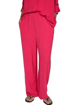 Mango MANGO Textured Flowy Pants Strawberry