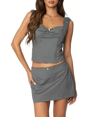 EDIKTED Adalyn Ruched Corset Top - Dark-gray
