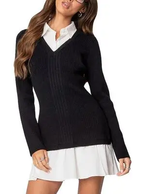 EDIKTED Long Sleeve Minidress - Black