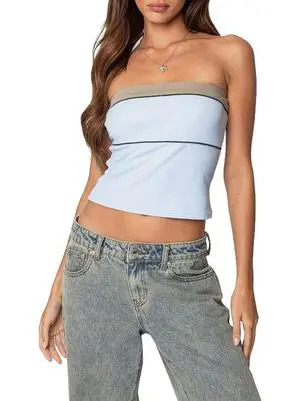 EDIKTED Ciara Rib Tube Top - Light-blue