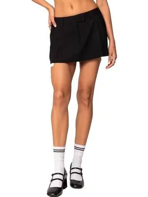 EDIKTED Tailored Pleated Mini Skirt - Black