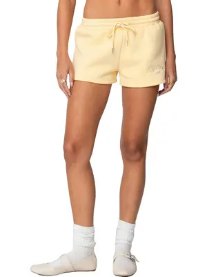 EDIKTED Cotton Blend Drawstring Short - Yellow