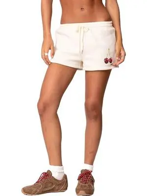 EDIKTED Mon Cheri Tie Waist Shorts - Cream