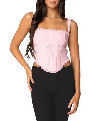 EDIKTED Coquette Mesh Corset Top - Pink