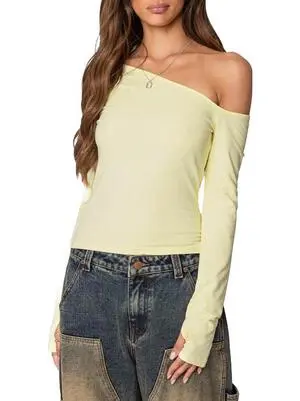 EDIKTED Swim One-shoulder Top - Yellow