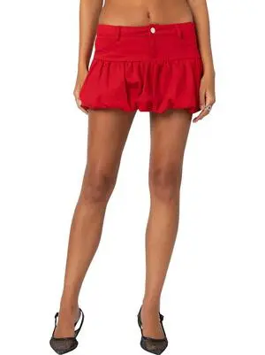 EDIKTED Bubble Denim Miniskirt - Red