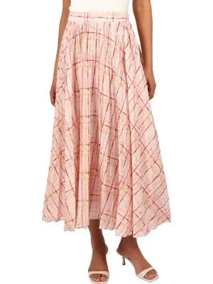 PETAL & PUP Polina Plaid Maxi Skirt - Sunset Check