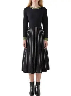 LK BENNETT Fara Long Sleeve Sweater Dress - Black Multi