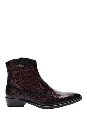 CARLOS BY CARLOS SANTANA Zappa Cowboy Boots - Croco Brown Leather