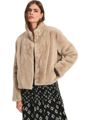 Velvet By Graham & Spencer Sheena Faux Fur Jacket - Gray
