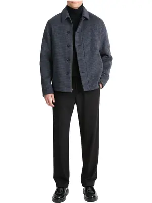 Vince Houndstooth Wool-blend Deck Jacket - Blue