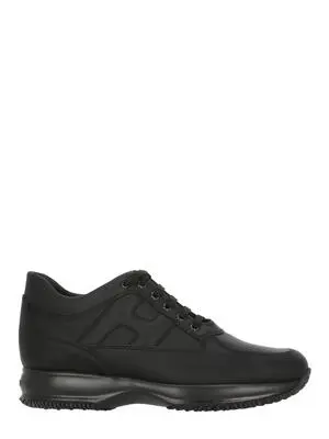 Hogan Interactive Low-top Calfskin Sneakers With H Logo - Black