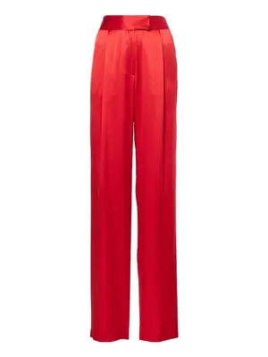 THE SEI High-rise Wide-leg Silk Satin Pants - Red