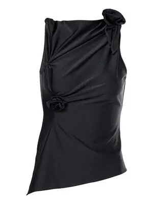 Coperni Floral-appliqué Asymmetric Top - Black