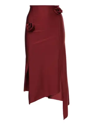 Coperni Floral-appliqué Asymmetric Midi Skirt - Burgundy