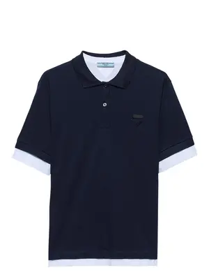 Prada Prada Cotton Piqué Polo Shirt Blue