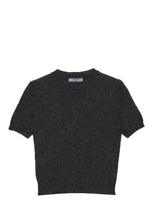 Prada Cashmere Short-sleeve Sweater - Grey