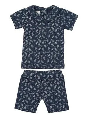 MANIÈRE Leaf Print Set - Denim Blue