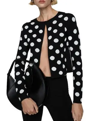 Mango Polka Dot Cardigan - Black