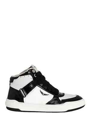 Zadig&Voltaire Wings Panelled Leather High-top Trainers - Noir