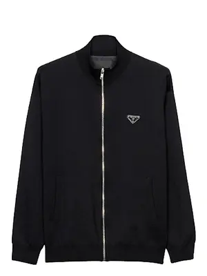Prada Triangle-logo Wool Knitted Cardigan - Black