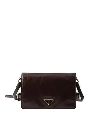 Prada Prada Logo-Badge Leather Shoulder Bag Brown
