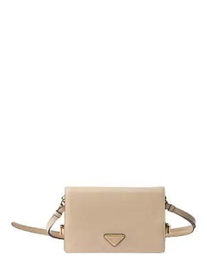 Prada Logo-badge Leather Shoulder Bag - Neutral