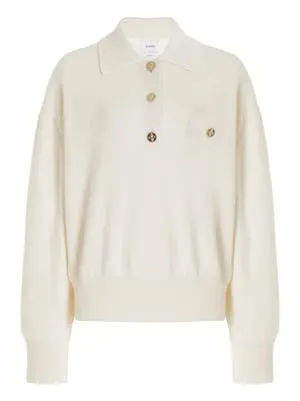 BARRIE Cashmere Polo Sweater - White