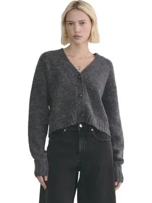 Everlane Boxy Alpaca Cardigan Dark Charcoal