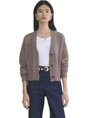 Everlane Boxy Alpaca Cardigan - Taupe Melange