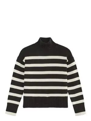 Everlane Everlane Boxy Turtleneck Sweater In Organic Cotton Black/canvas