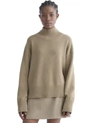 Everlane Boxy Turtleneck Sweater - Dark Heathered Camel