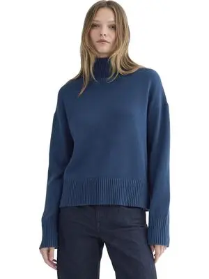 Everlane Boxy Cotton Turtleneck Sweater - Deep Lazuli Blue