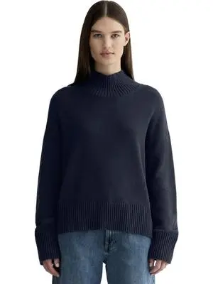 Everlane Everlane Boxy Turtleneck Sweater In Organic Cotton Navy